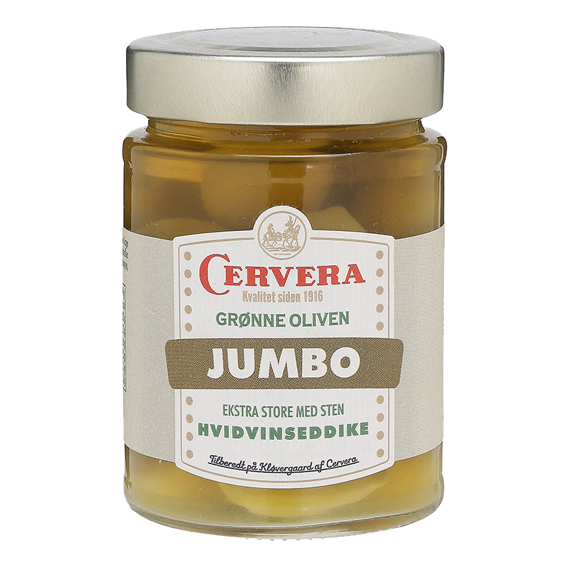 Grønne Jumbo Oliven med sten | Cervera